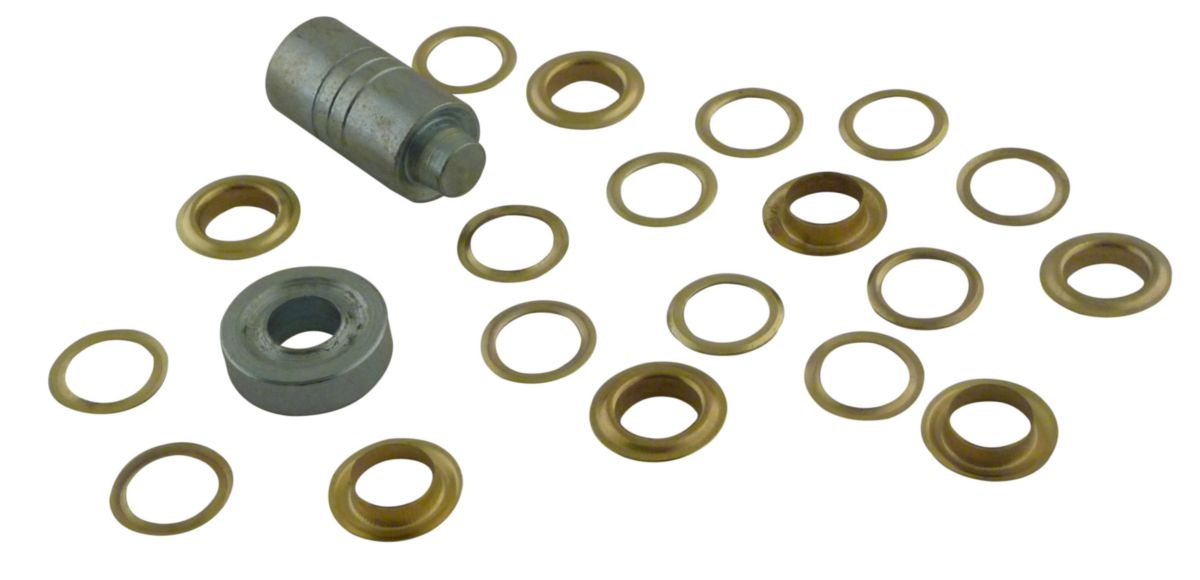 Oeillets pour bâches ac.laitonné Diamètre 12mm + outil de pose - x 25 ...