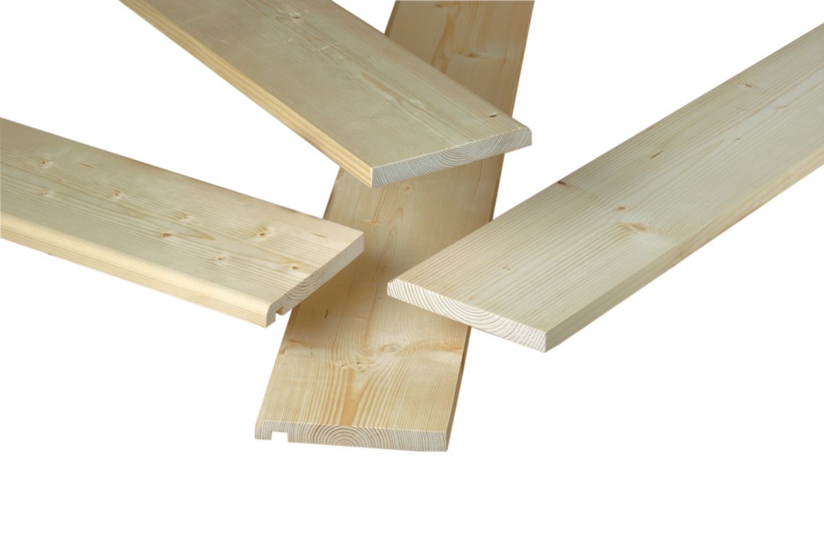 Planche de rive sapin blanc du Nord congé et rainure choix A/B rainé en ...