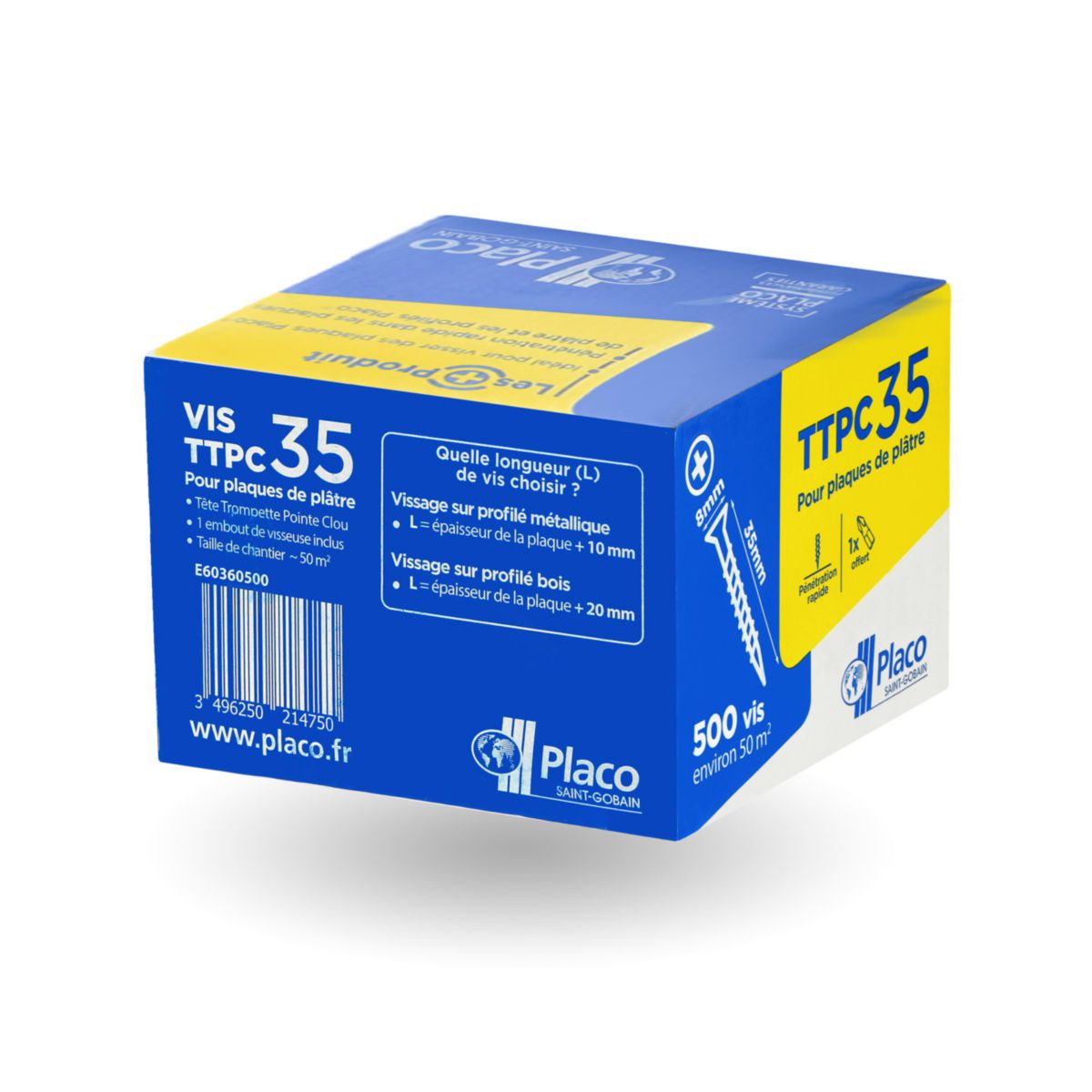 Vis autoforeuse TTPC 35 - Ø 8x35 mm - boîte de 500 pcs - PLACO