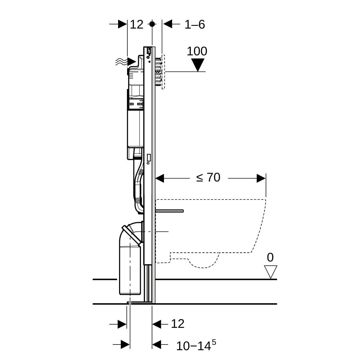 Bâti-support Geberit Duofix WC, 112 cm, Sigma 12 cm autoportant Réf. 111.333.00.6 - GEBERIT