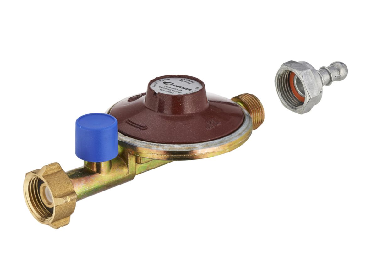Détendeur bouteille butane avec sécurité et tétine 1,3kg/H 28 MB réf ...