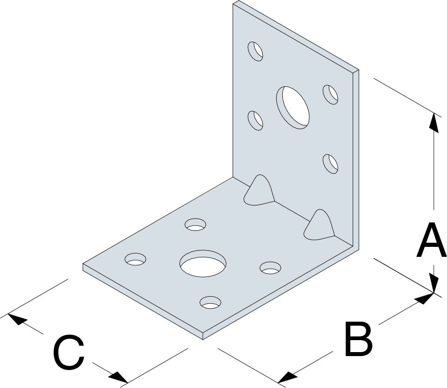 Équerre d'assemblage EA - acier galvanisé - 40x40x60 mm - ép. 2 mm ...