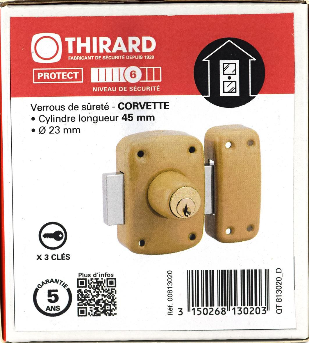 Verrou CORVETTE avec double cylindre Ø23 x 45mm époxy bronze 3 clés ...