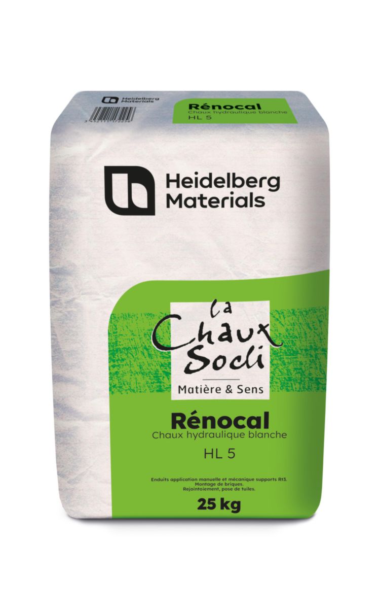 Chaux Hydraulique blanche Rénocal HL 5 - sac de 25KG - SOCLI