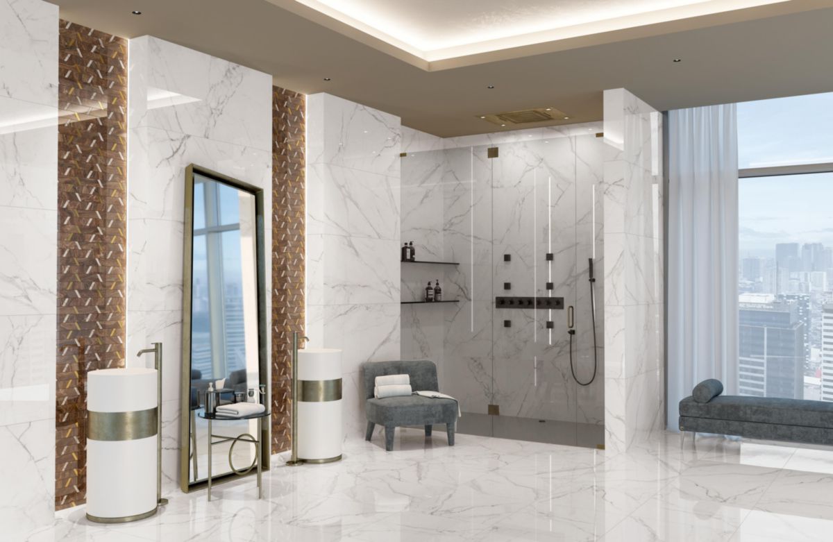 Carrelage effet marbre blanc Rhapsody - grès cérame rectifié - Emotion ...