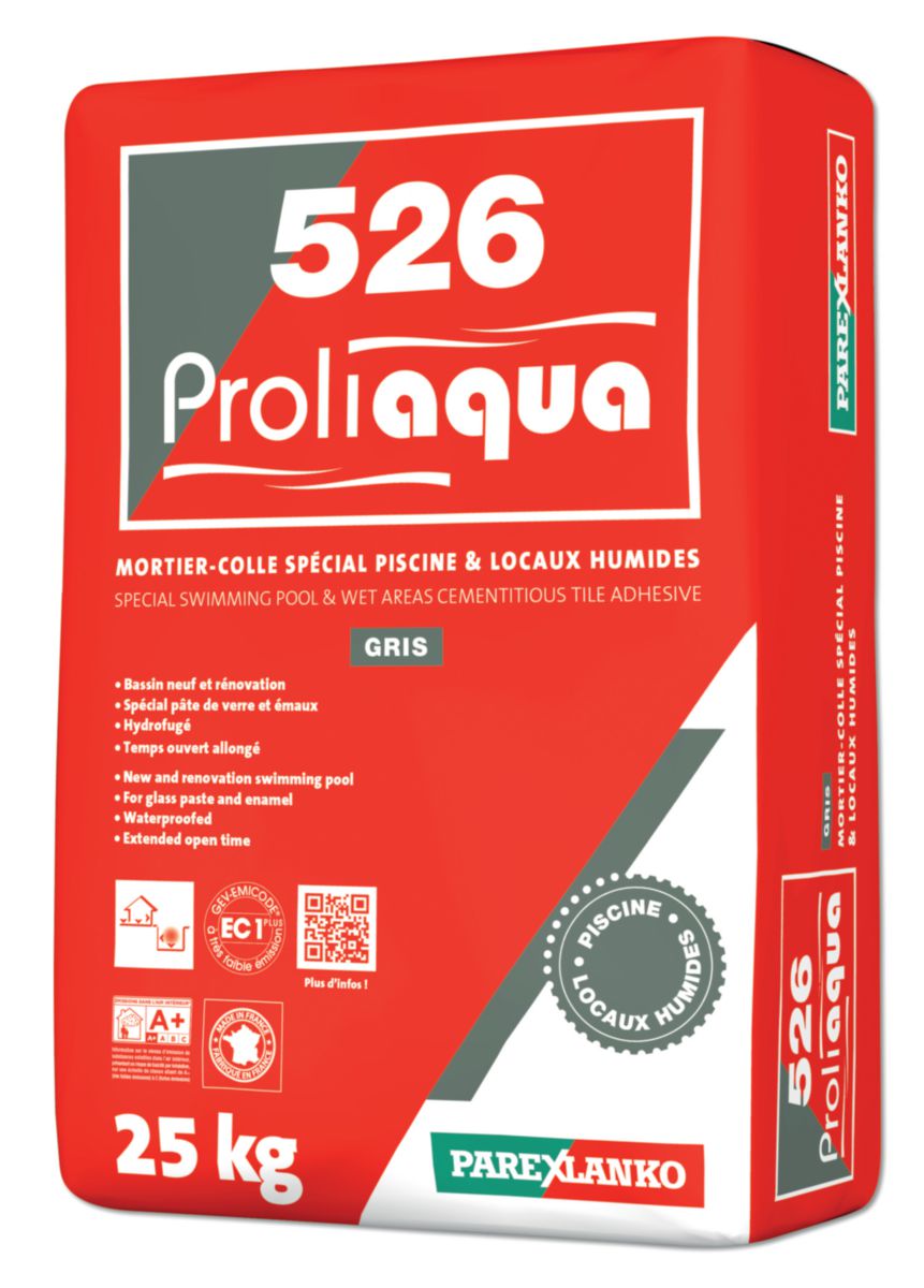 Mortier-colle 526 Proliaqua gris sac de 25kg Réf. L526GR25 - PAREXLANKO