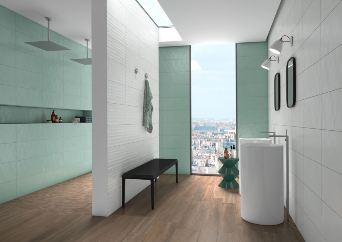 Faïence murale Bloom - vert mat - 25x55 cm - CINCA