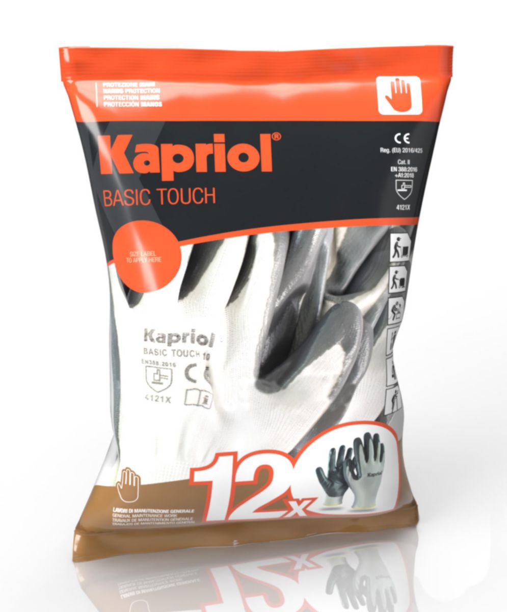 Gants Basic Touch - taille 9 - sachet de 12 pièces Réf. 89265 - KAPRIOL