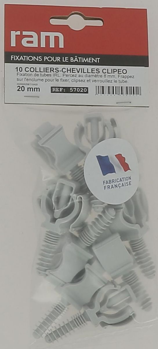 Fixation nylon pour tube IRL Ø 20 mm Clipeo - simple - sachet de 10 pcs ...