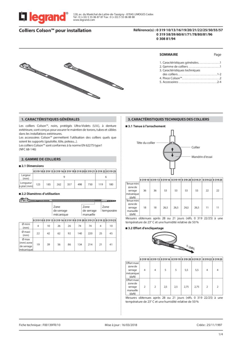 Collier Colson noir - protégé ultraviolet - denture extérieure - l. 9 ...