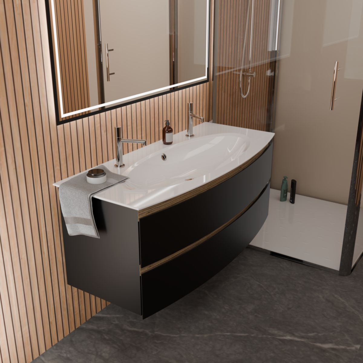 Meuble vasque Bel Ami largeur 125 cm - plan vasque Céramyl Blanc ...