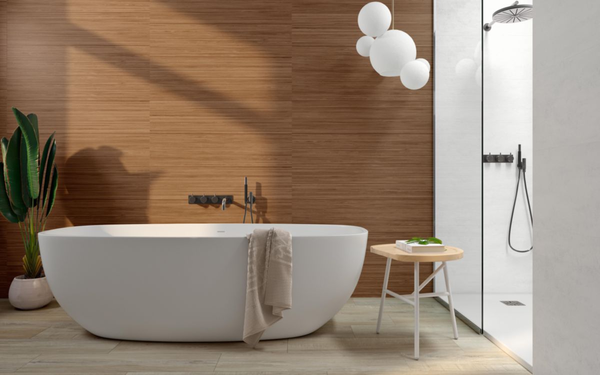 Carrelage mural faïence imitation bois Linnear - nut mat rectifié - 31 ...