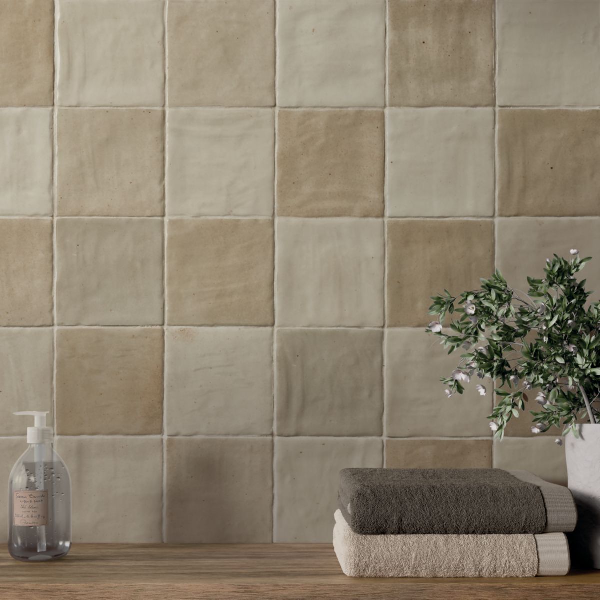 Carrelage mural faïence Riad - sand - 10x10 cm - HARMONY