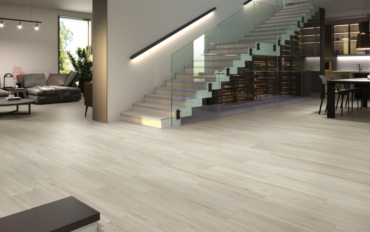 Carrelage de sol grès cérame émaillé Lakeview - bone mat - 23x120 cm ...