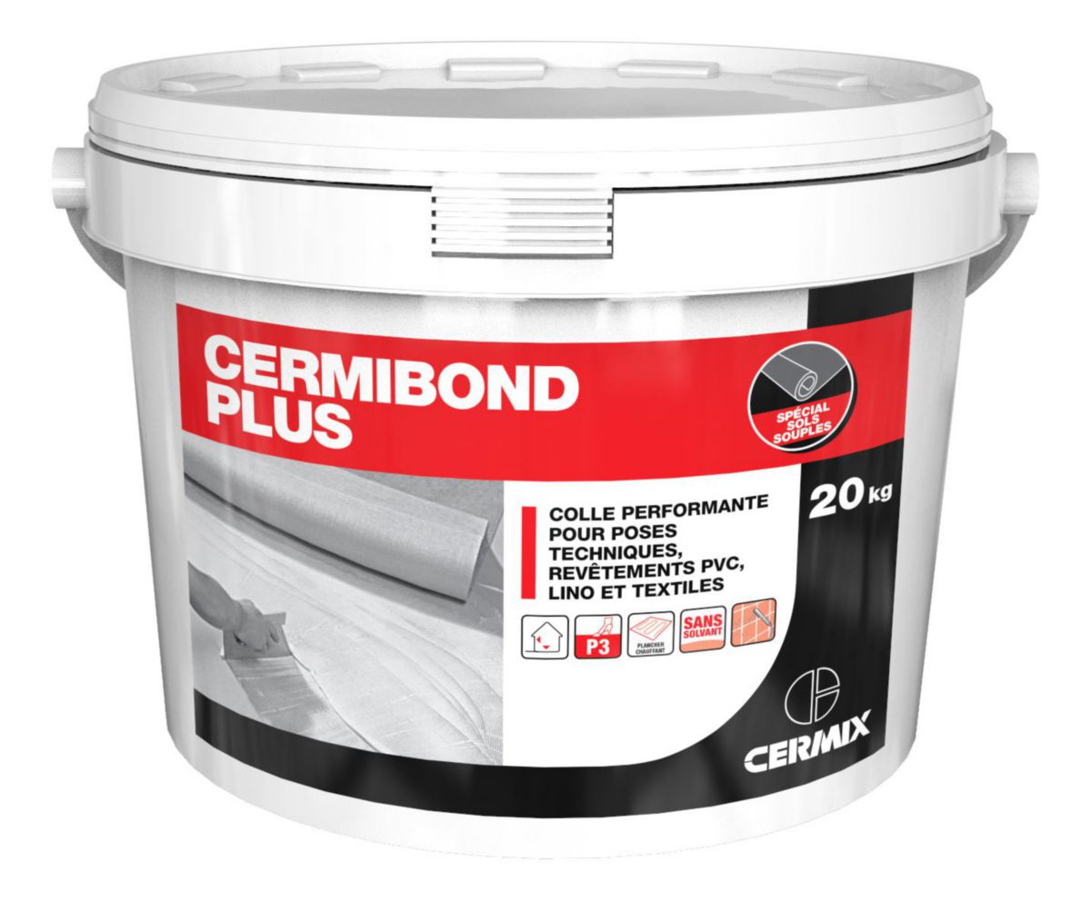 Colle pour sol PVC, lino et textile Cermibond plus - pot 20 kg - CERMIX