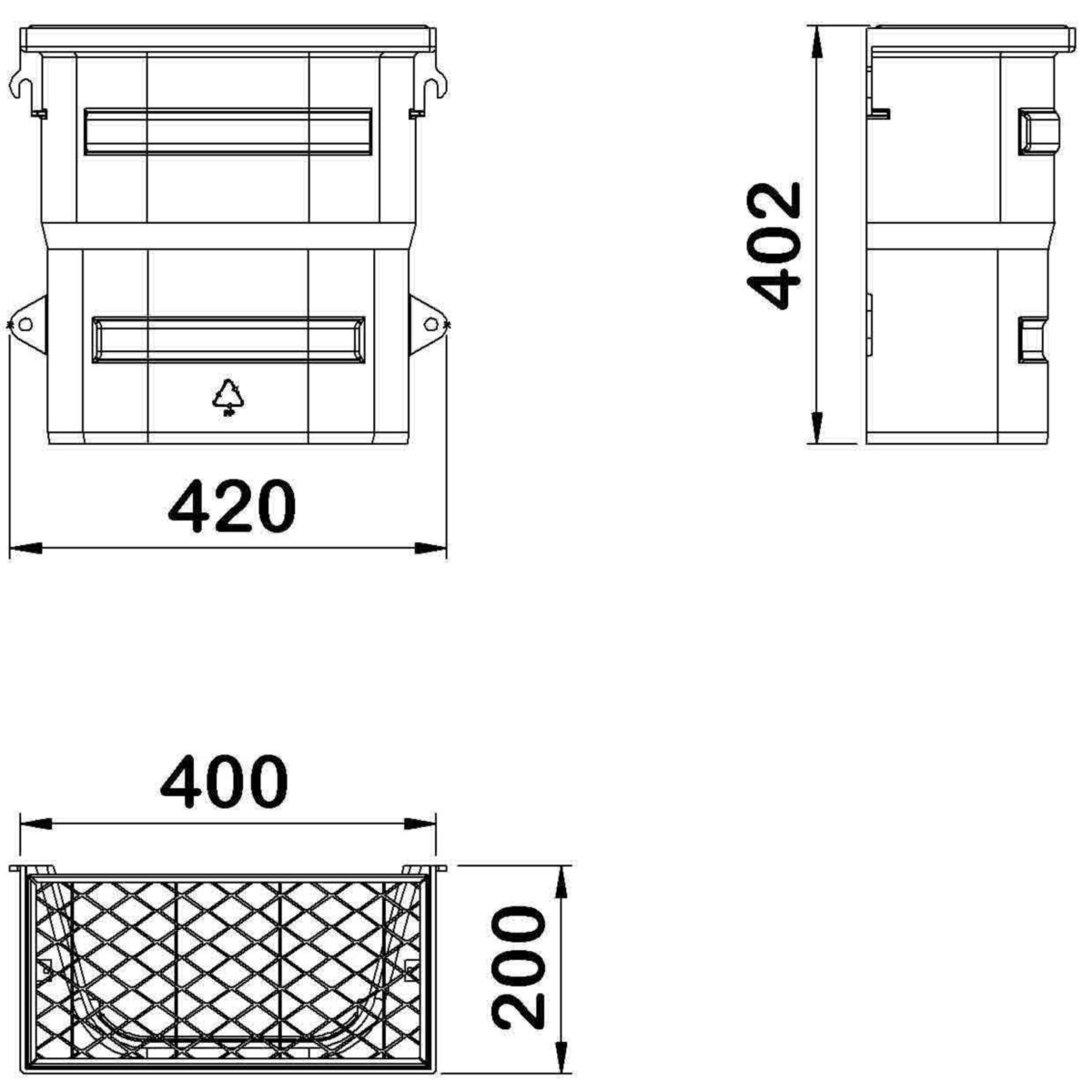 Courette d'aération à grille déployée 40x20x40cm + kit de montage - ACO