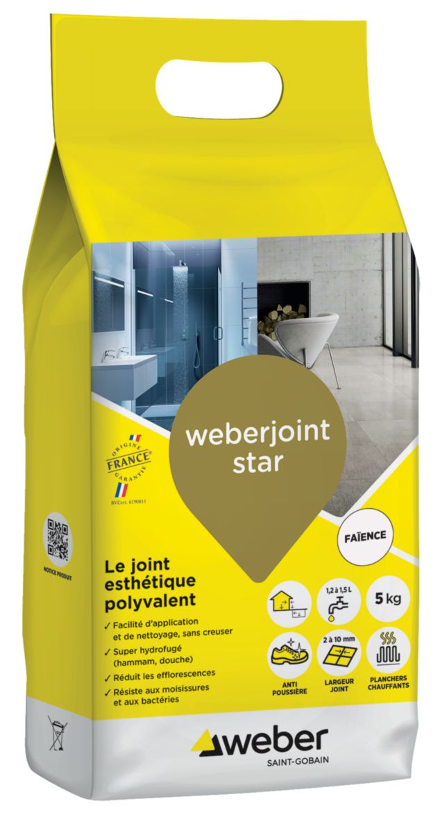 Joint de carrelage esthétique Weberjoint Star - ton faïence E02 - sac ...