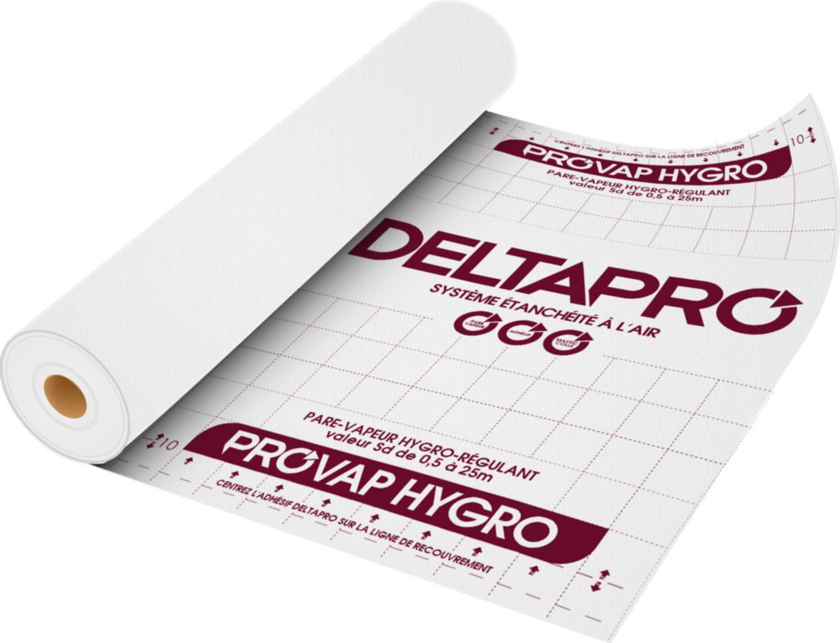 Membrane d'étanchéité à l'air et par-vapeur hygro variable Deltapro PROVAP HYGRO sd 0,5 à 25m ...