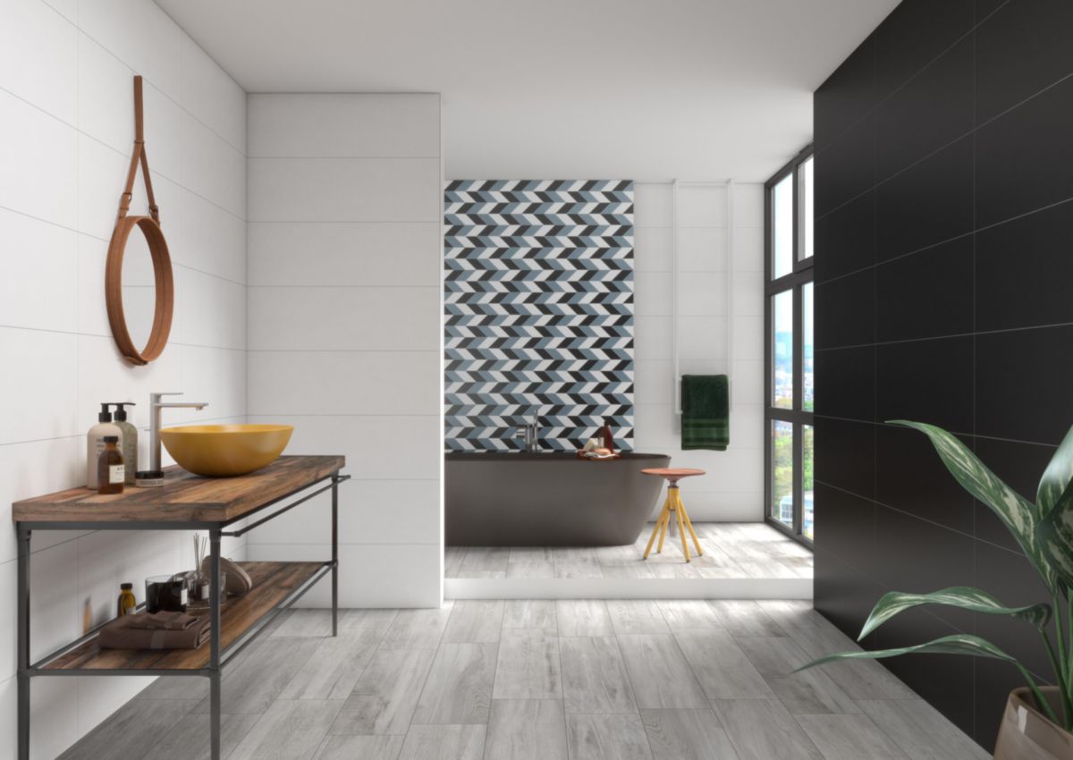 Carrelage mur intérieur faïence Art - blanc mat - 30x90 cm - CINCA