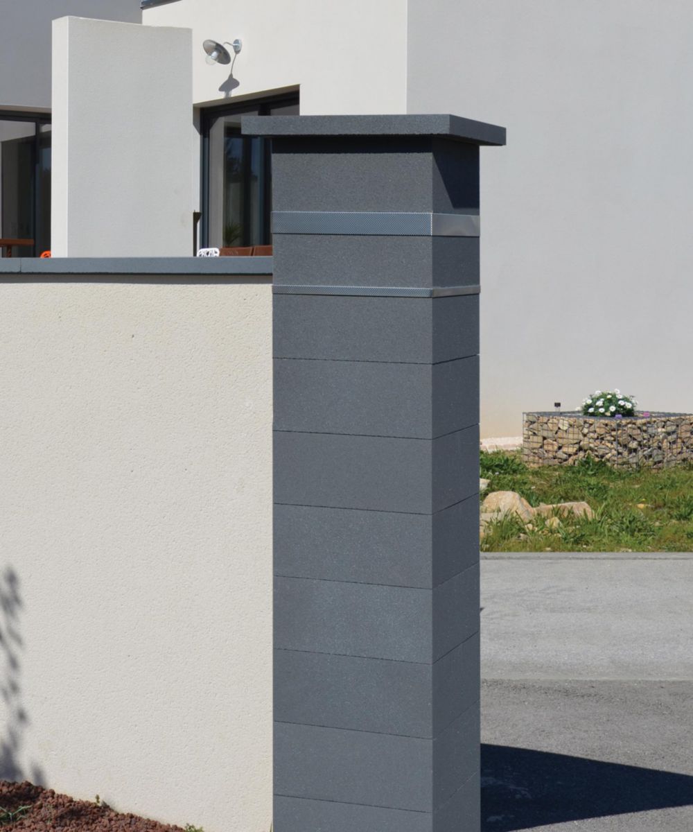 Chaperon de mur 2 pentes Optipose - teinte dark - 49x28x4/5,2 cm - WESER